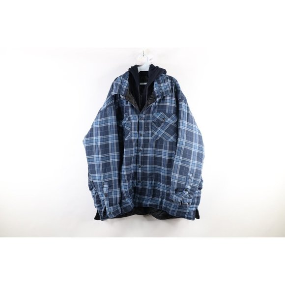 Vintage Jackets And Coats Vintage Grunge Streetwear Mens 4xl Insulated Hooded Flannel Shirt